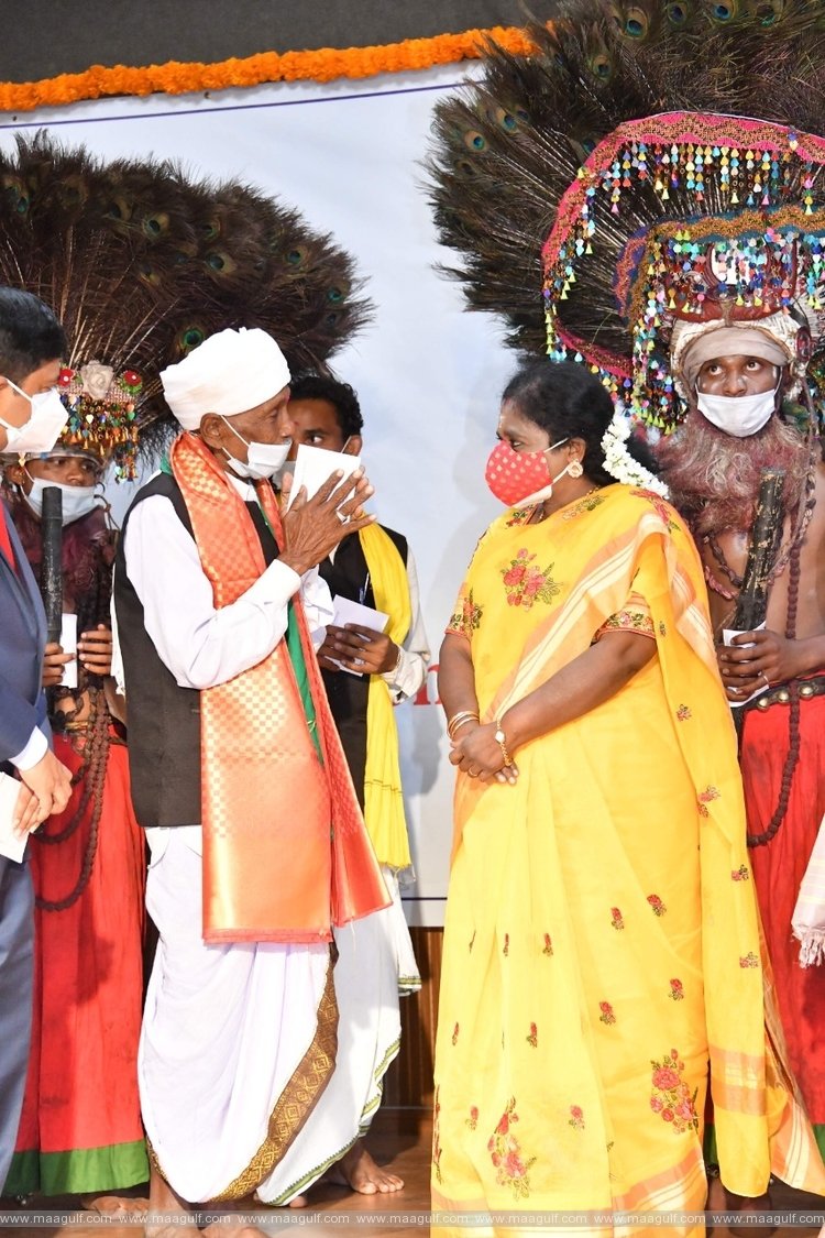 T.Governor felicitates Padmasri award winner Kanaka Raju